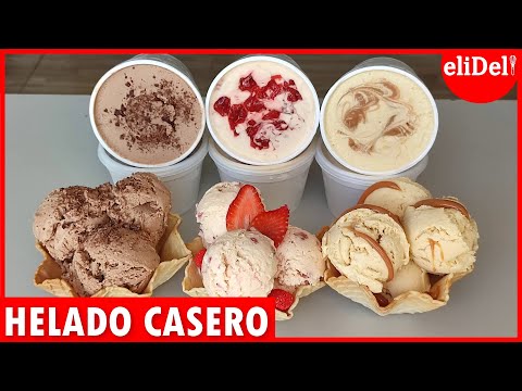 HELADOS caseros 3 INGREDIENTES en 5 MINUTOS 🍓🍫Cremosos 3 SABORES para VENDER