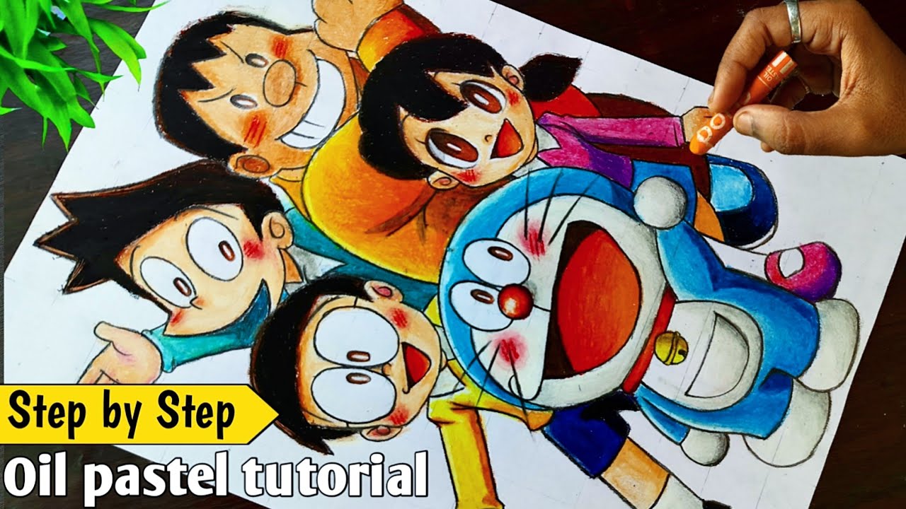 Drawing Doraemon😍 | Oil pastel tutorial | Step by Step - YouTube