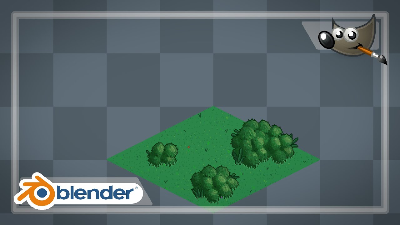 Pixel art bushes in Blender and Gimp (time-lapse) - YouTube
