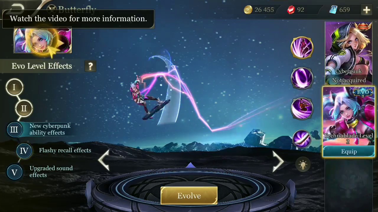 GARENA Arena Of Valor (AOV) TECHNOBLADE BUTTERFLY SKIN (EVO SKIN) - YouTube