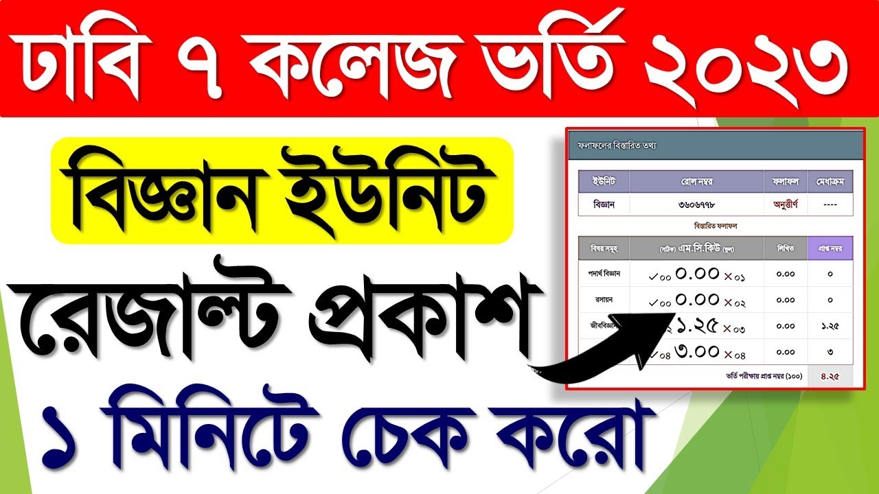 ঢাবি অধিভূক্ত ৭ কলেজ বিজ্ঞান ইউনিটের ফল প্রকাশ।DU 7 College Result 2023 ...