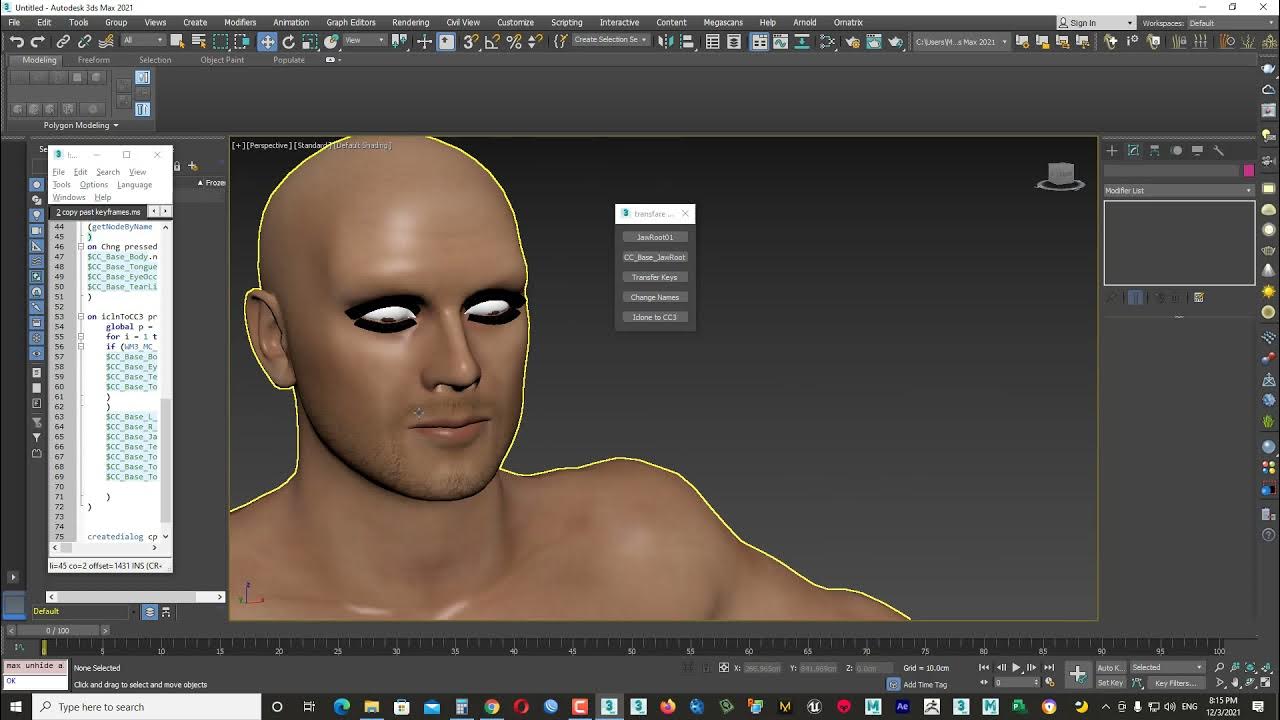 transferring keyframes face Animation from Iclone animated character to cc3 by maxscript 3ds max ...