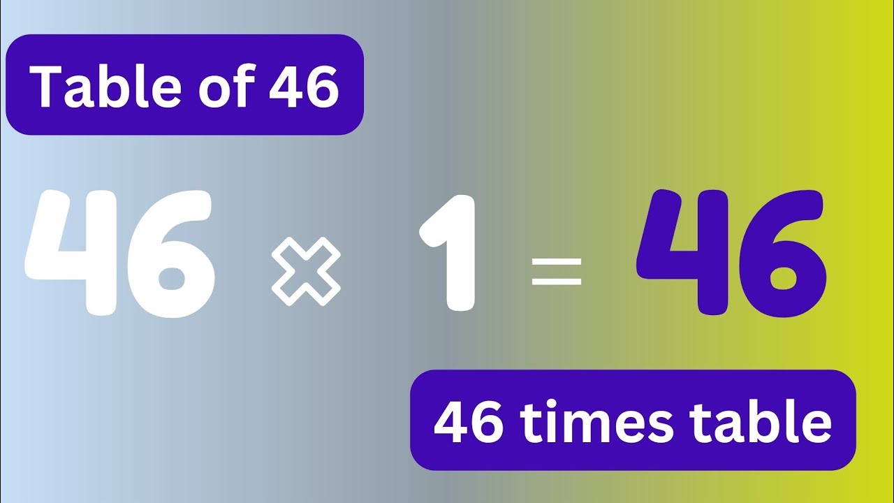 Table 46 - Times table of 46 - Tables - maths - maths learning - 46 ka ...