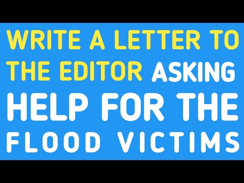 Write A Letter To The Editor Of An English Daily Appealing For Help For ...