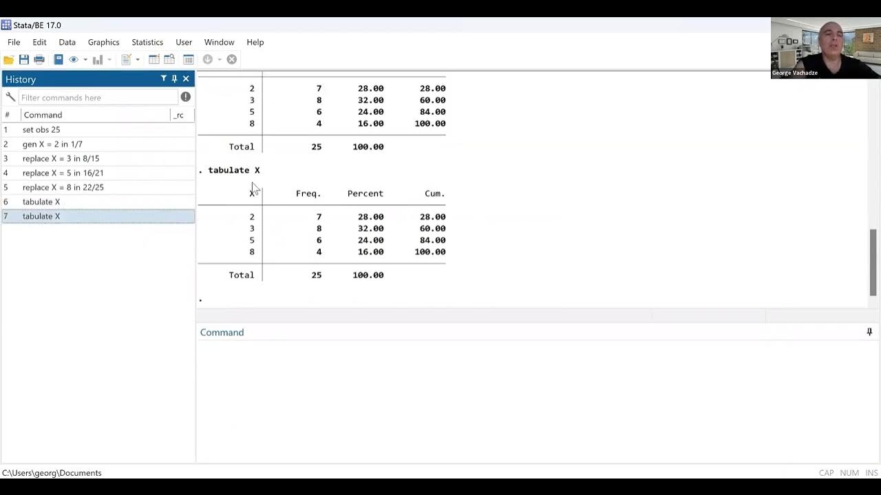 Question 2.3 STATA - how to find the mean and the variance from a frequency table using Stata ...