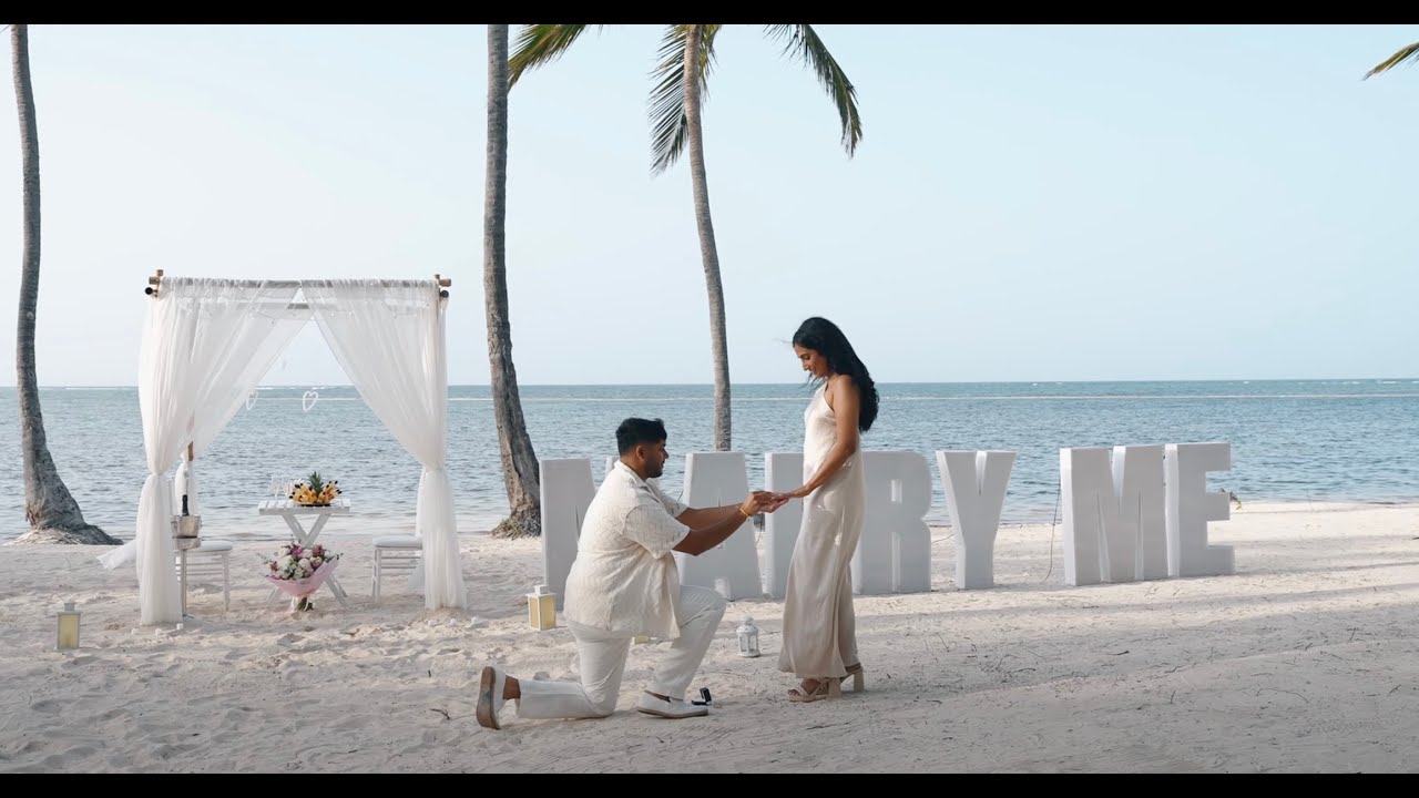 The proposal "MARRY ME" on the beach at Punta Cana resort. - YouTube