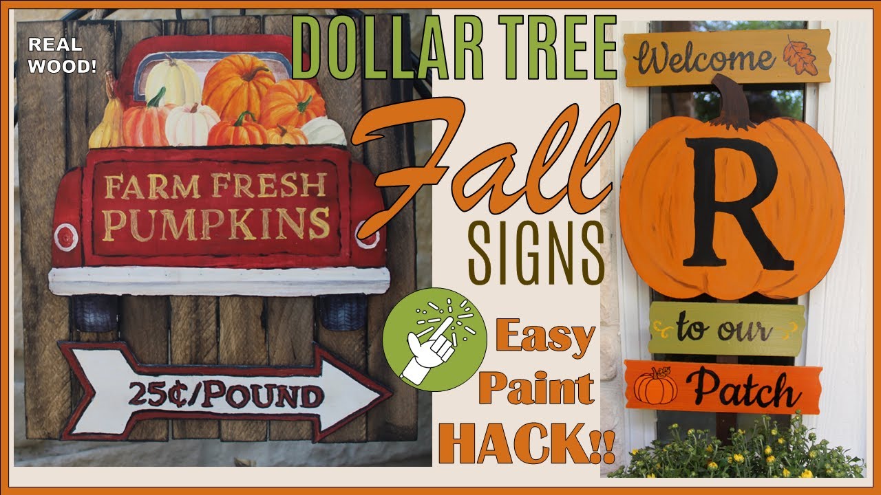 DOLLAR TREE FALL SIGNS 🍁 HIGH END HAND PAINTED LOOK with EASY PAINT ...
