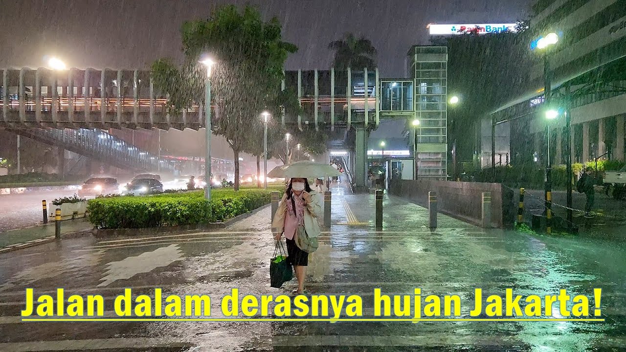 #rainyday Walking Around in heavy rain at Senayan exit from Senayan ...