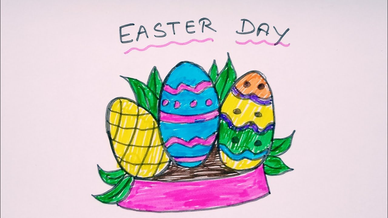 How to draw easter day/easy easter day drawing for kids/easter day ...