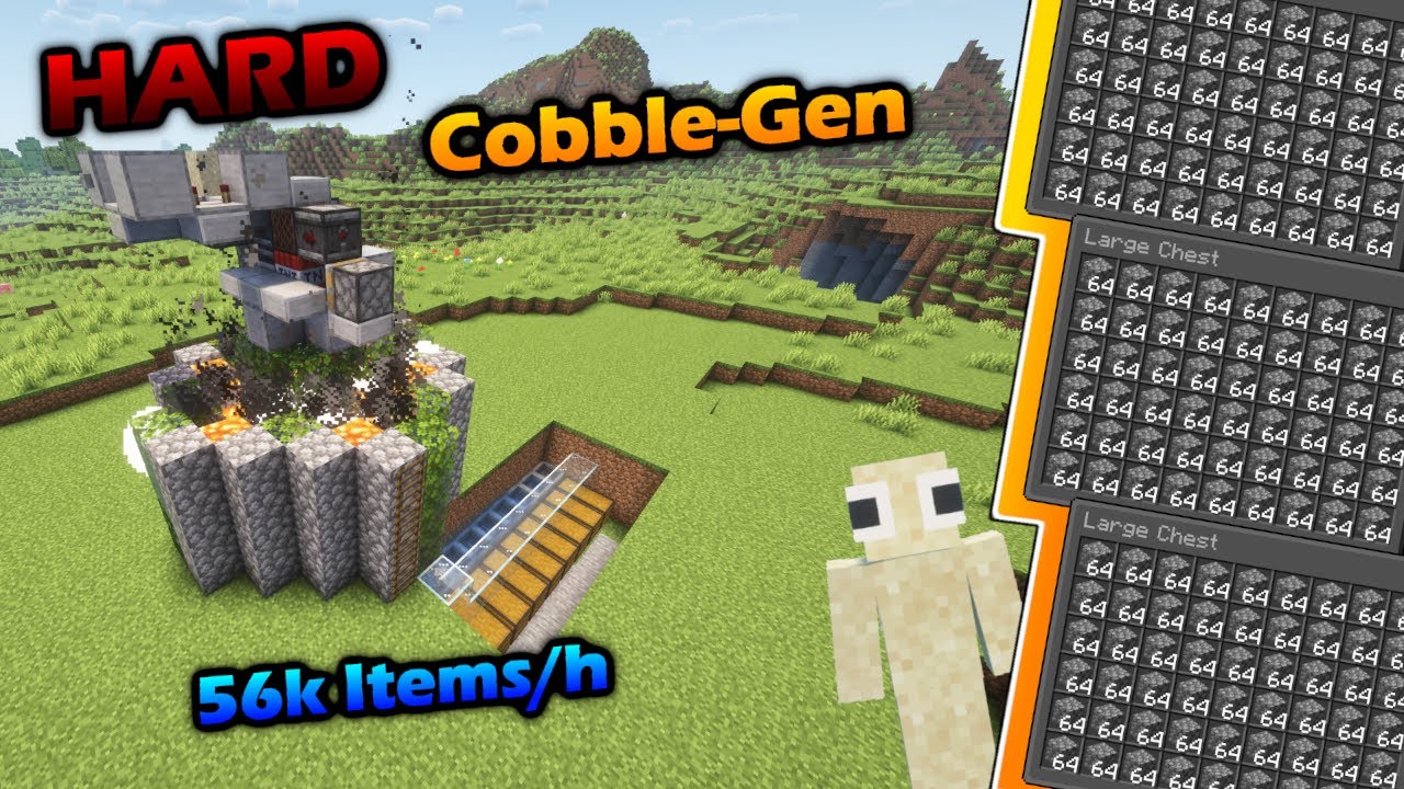 Cobblestone Generator | Full automatic 56k Items/hour | Minecraft ...