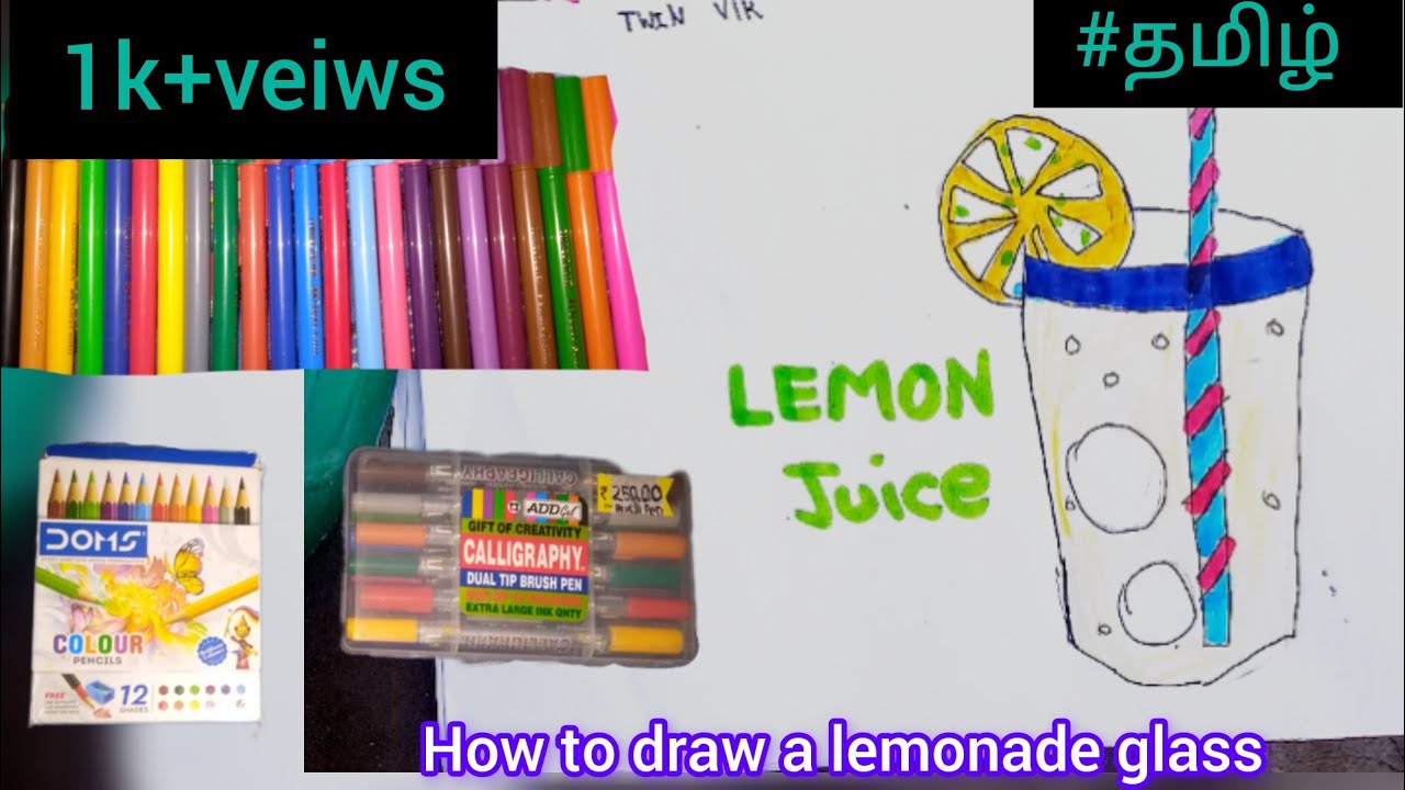 how to draw a lemonade glass and colour.SUBSCRIBE.......... - YouTube