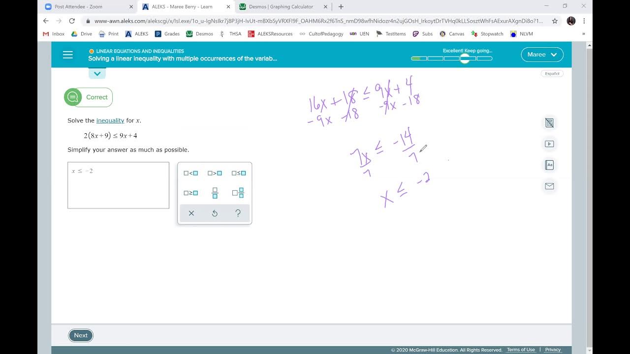 Solving a linear inequality with multiple occurrences of the variable: Problem type 2 - YouTube
