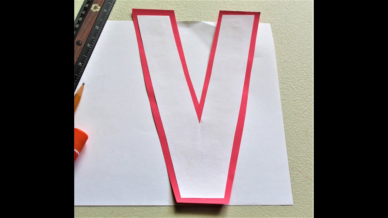 Letter Cutting Technique with Shadow : Medium Size Letter V - YouTube