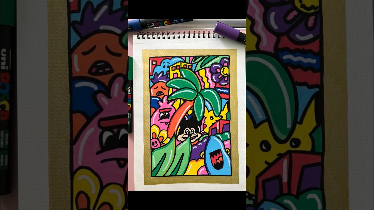 Doodle Art using Posca Markers #shorts #trending #viral - YouTube