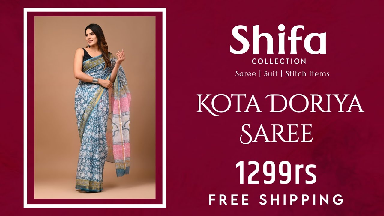 New Handblock Printed || Kota Doriya Saree || New Collection || Shifa Collection - YouTube
