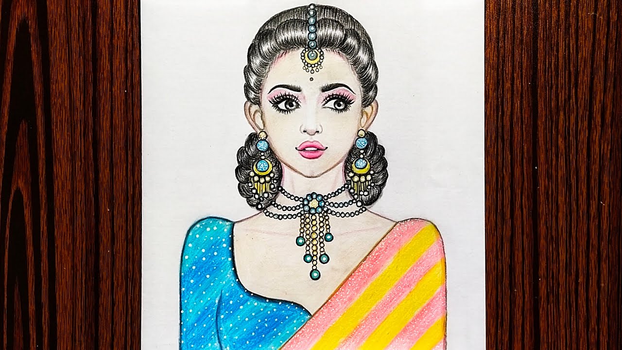 How to draw a Beautiful Traditional bride very easy | Girl drawing ...