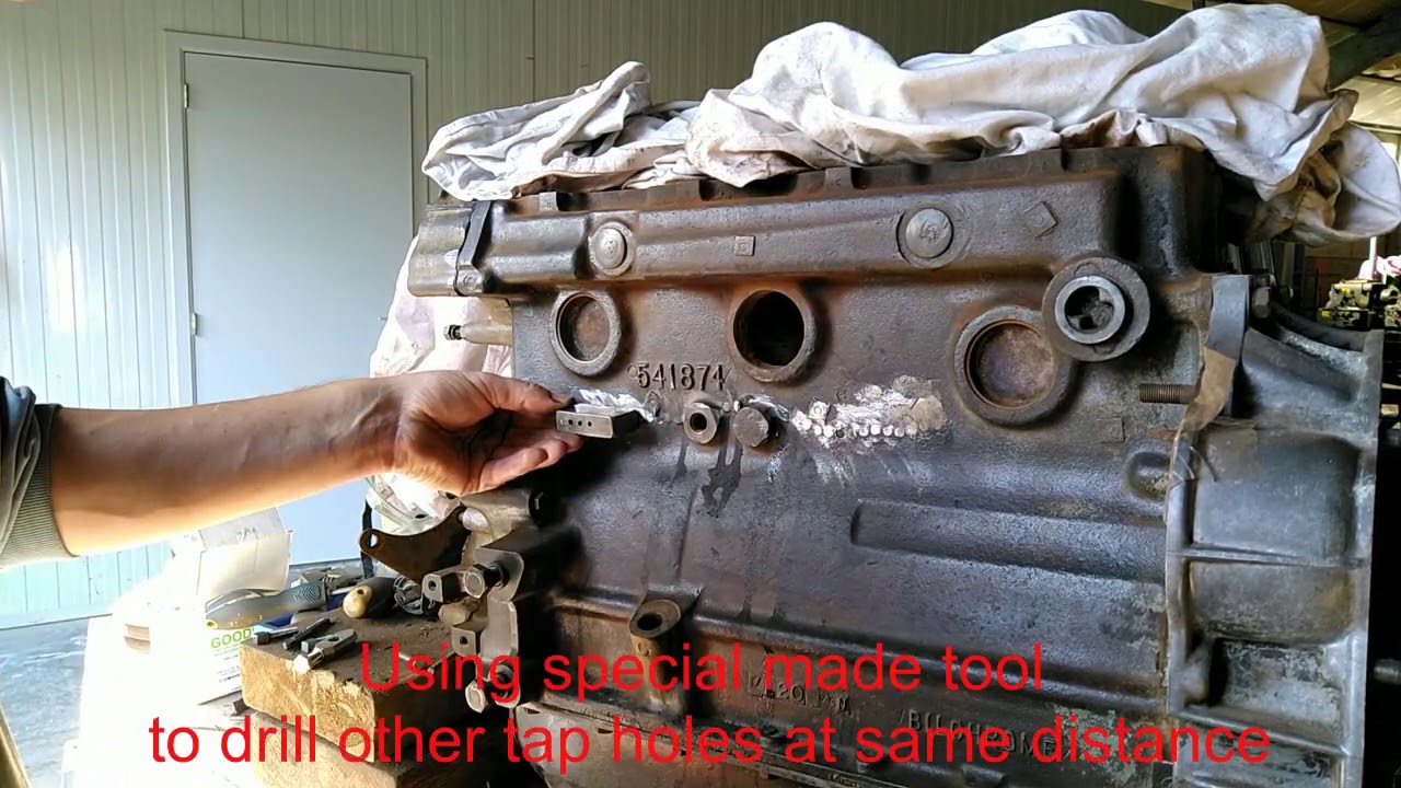 metal stitching engine block landrover series 2A / So oldt - YouTube