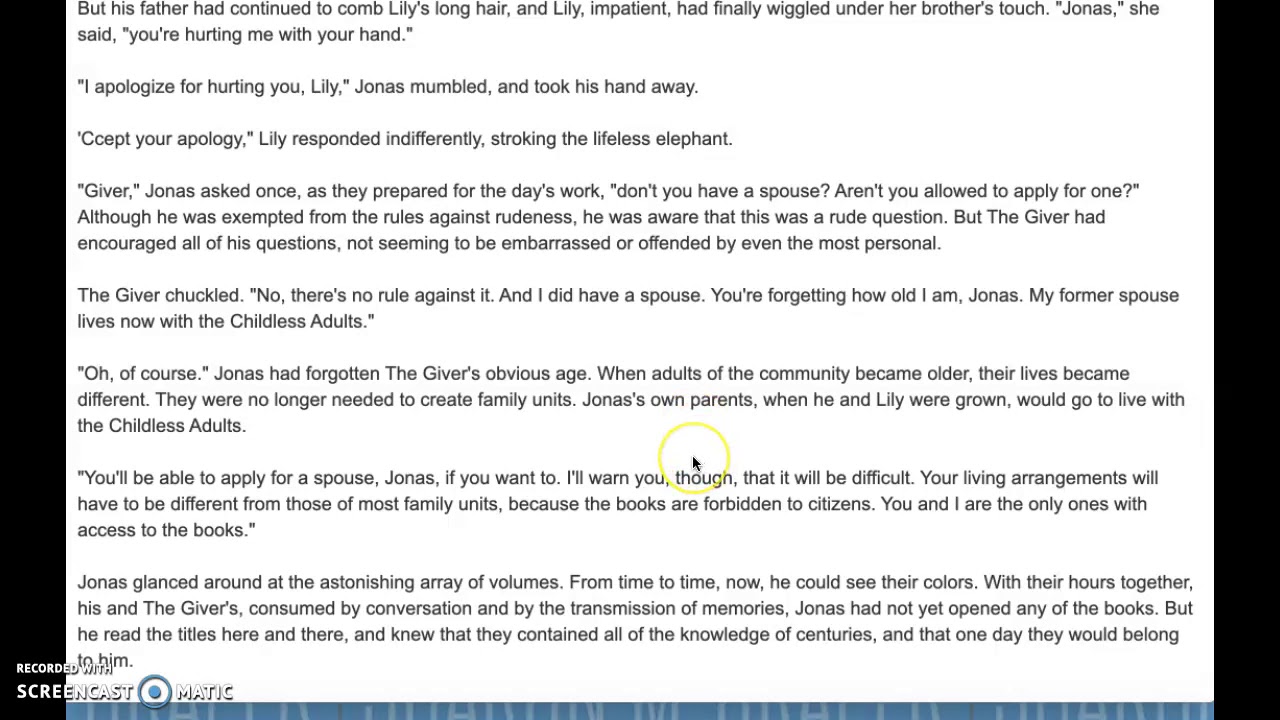 "The Giver" Ch. 13 - YouTube