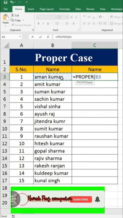Proper Case In Excel - YouTube