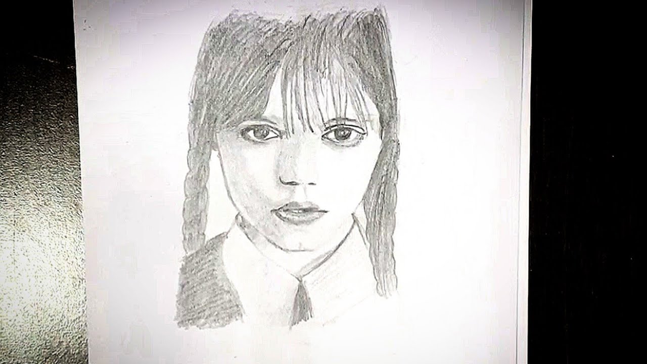how to draw Wednesday addams easy | wednesday addams drawing easy step ...