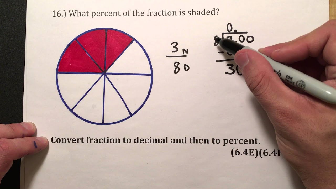 Finding a Percentage in a Fraction Model (6.4E, 6.4F) - YouTube