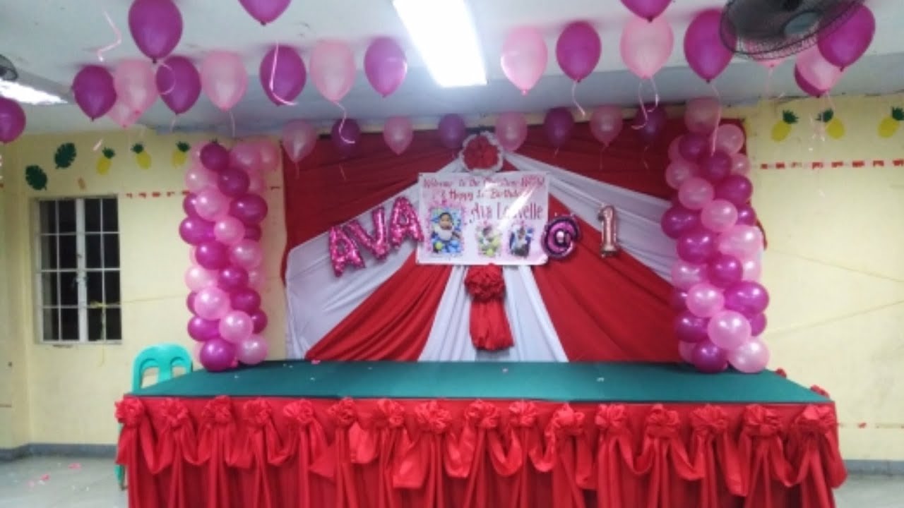 Table skirting Flower design. With basic backdrop and tower balloon ...