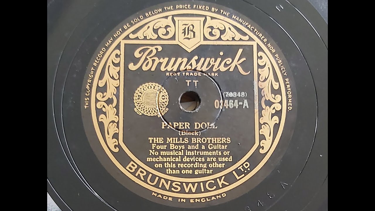 The Mills Brothers 'Paper Doll' 1943 78 rpm - YouTube