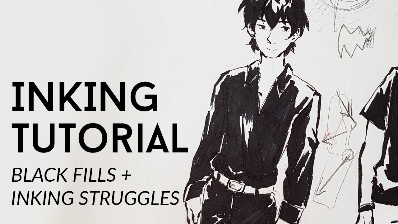 Inking Tutorial: How to ink black fills + Inking struggles - YouTube