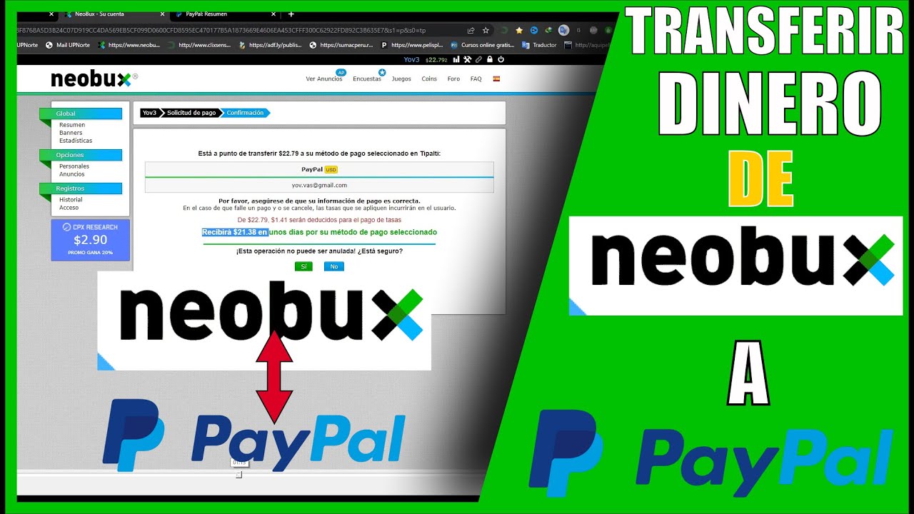 Como TRANSFERIR DINERO de NEOBUX a PAYPAL | Fácil Y Rápido - YouTube