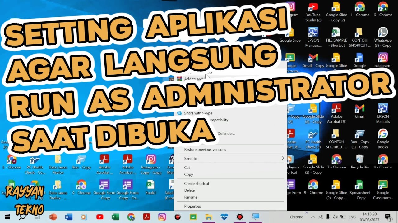 Cara Agar Saat Buka Aplikasi Otomatis Run As Administrator - YouTube