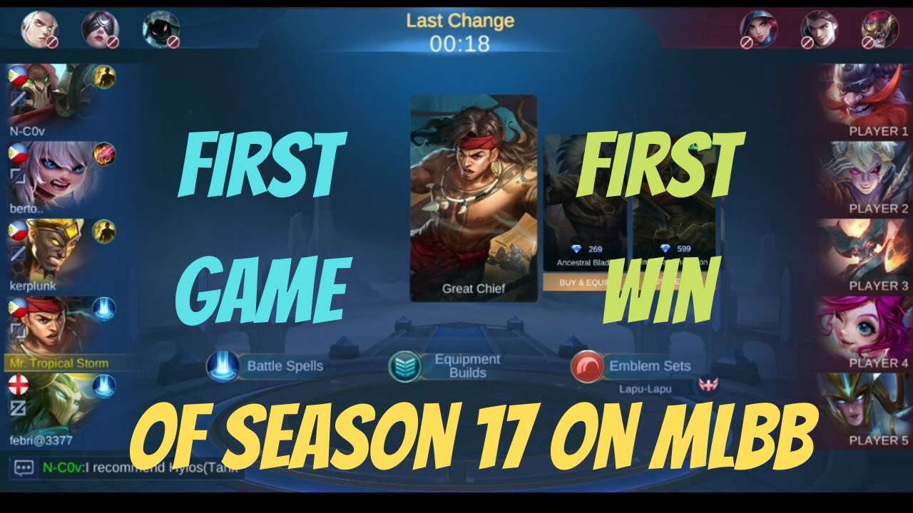 First Game, First Win of Season 17 (Rank Game; Mobile Legends: Bang ...