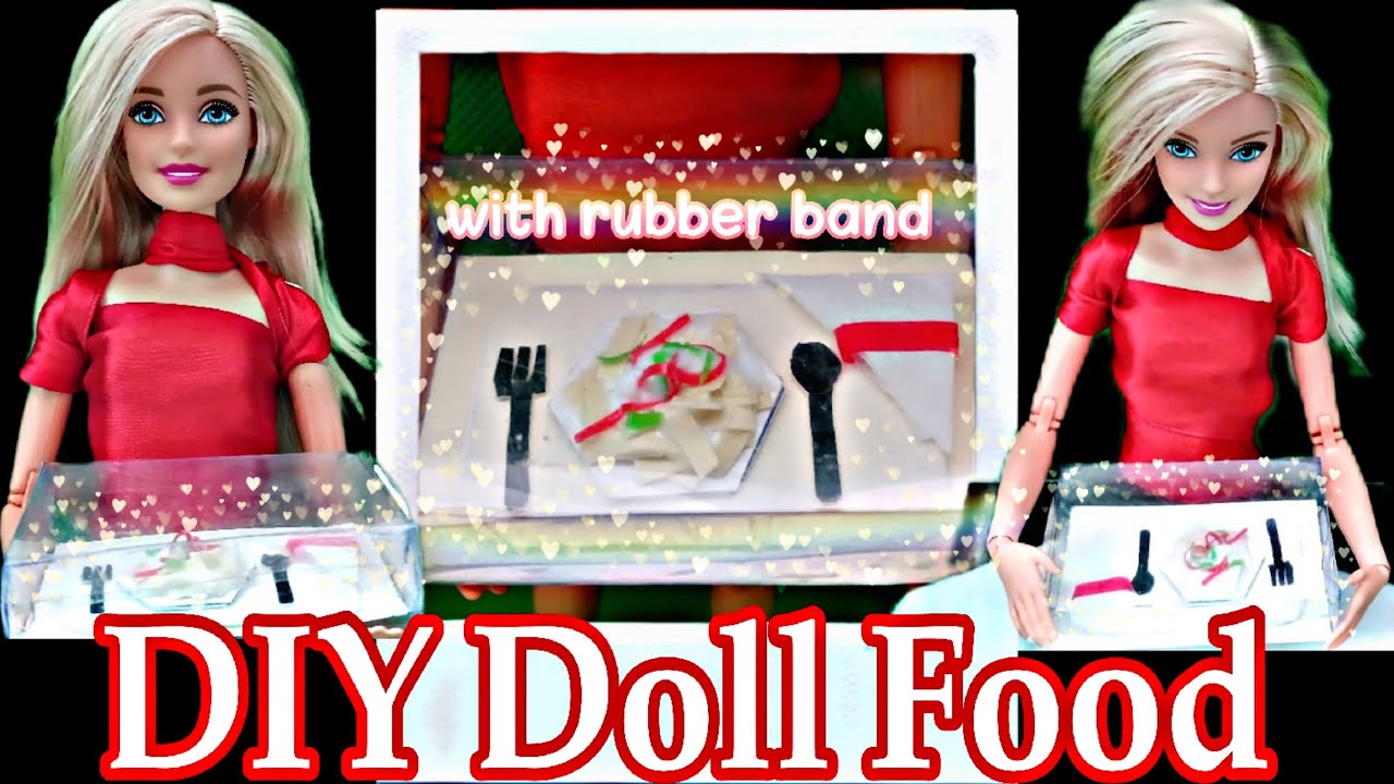 DIY doll food : Pasta dish for dolls with rubber band - YouTube