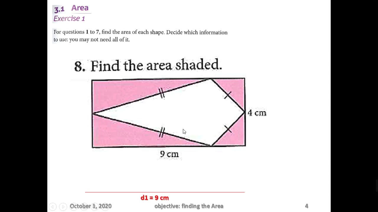 Finding the Area of a Compound Shape, Rectangle and a Kite - YouTube