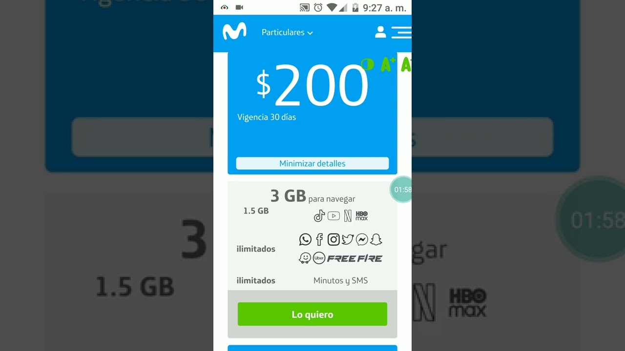 Movistar $200 Detalles de la recarga - YouTube