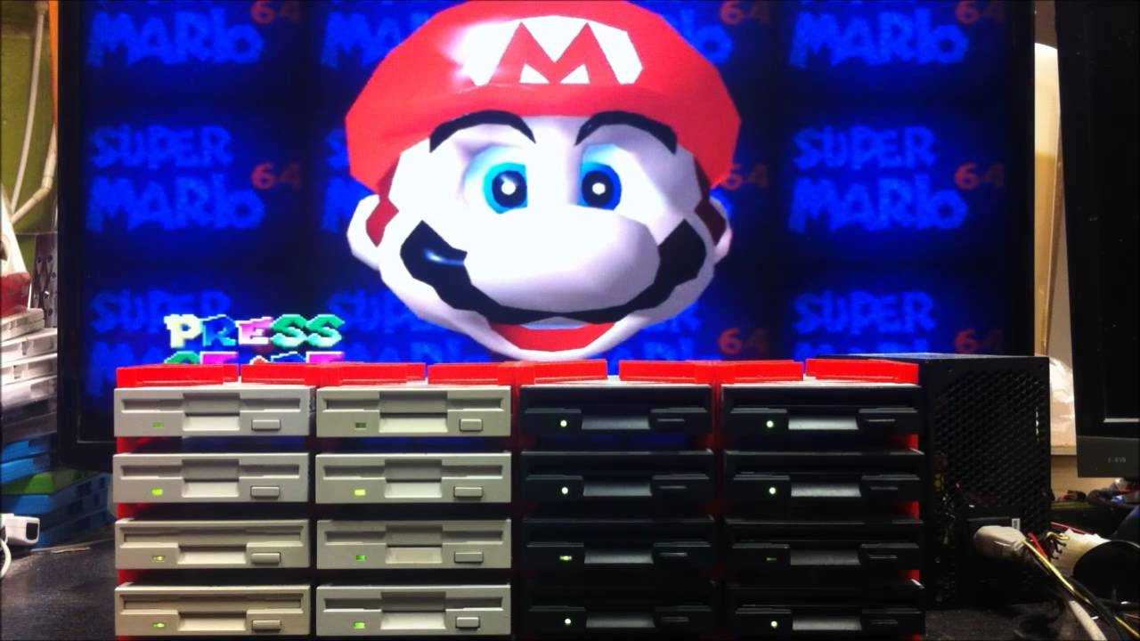 Super Mario 64 Slide on 16 Floppy Drives With Improved Audio - YouTube