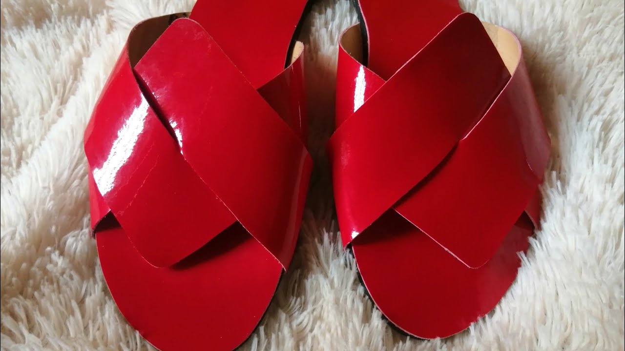 HOW TO MAKE HANDMADE SANDALS:DIY WOMEN V-shaped Slide 3 - YouTube