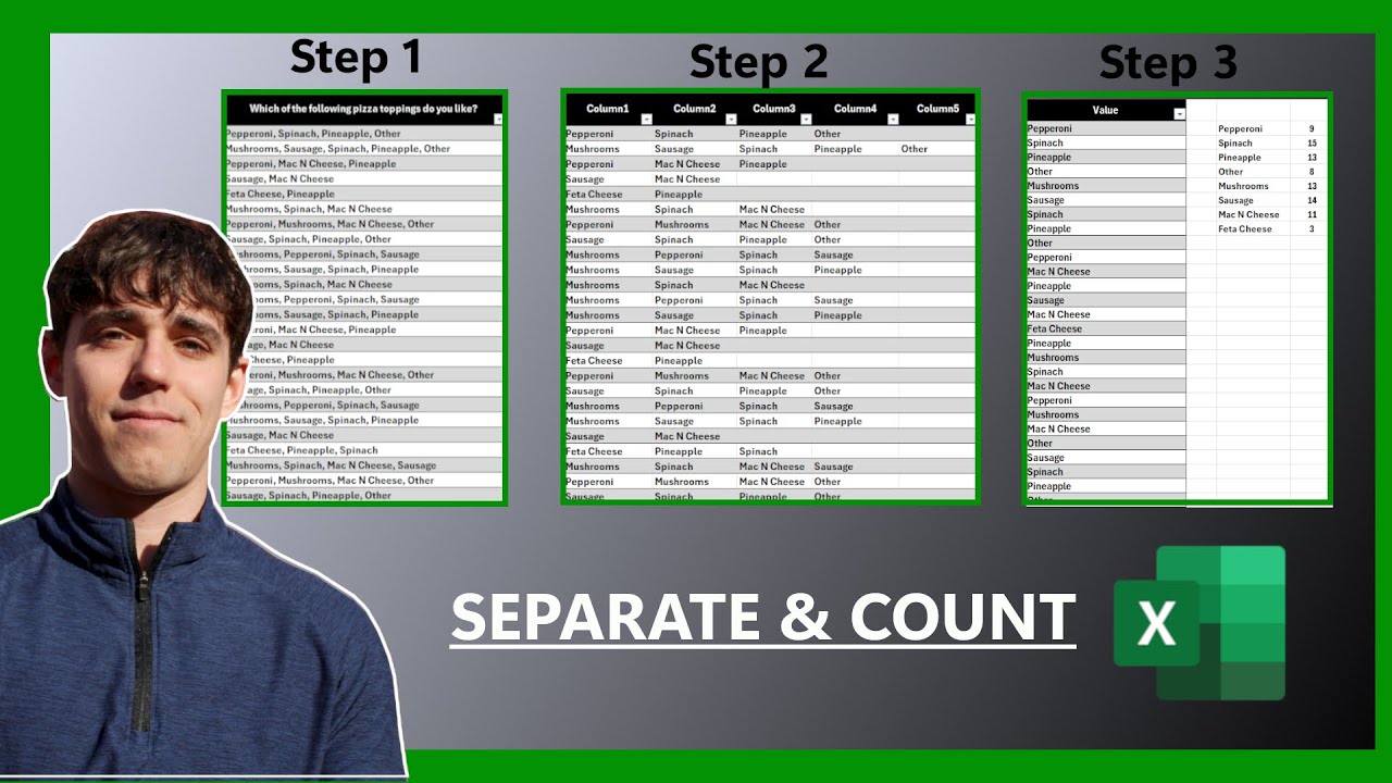 Separate And Count Values In A Column Excel Excel Datamanipulation Exceltutorial Youtube