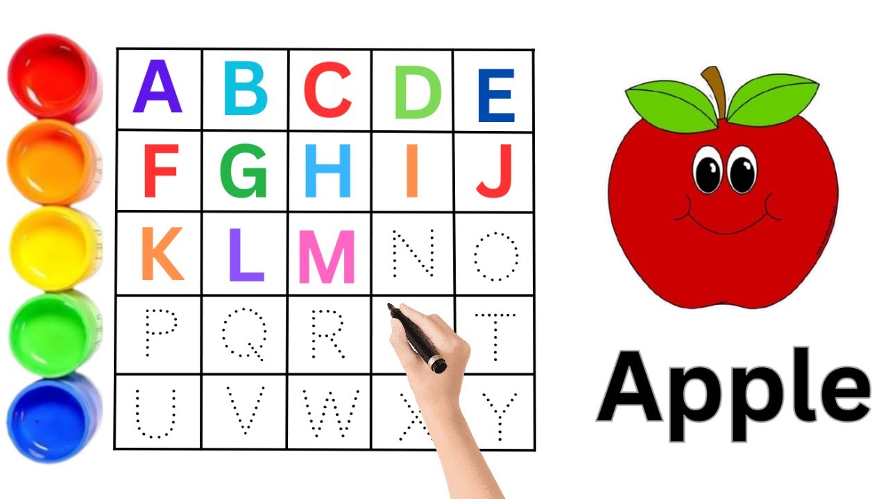 A For Apple writing alphabet for kids|Abcd writting | learn abcd ...