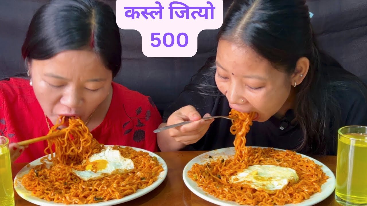 Fupu vs vadeini spicy ramen and fry eggs challenge who is the ...