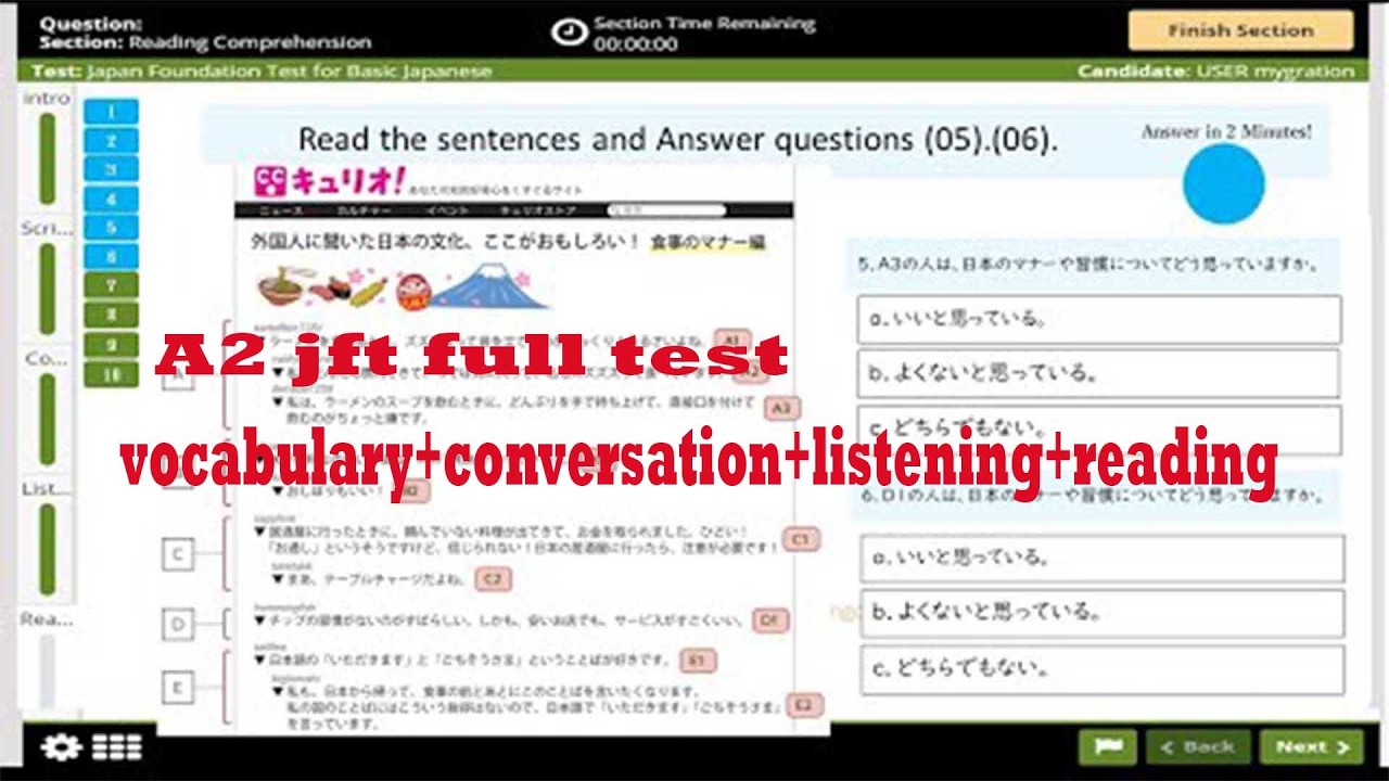 jft basic A2 jft full test for vocabulary+conversation+listening ...