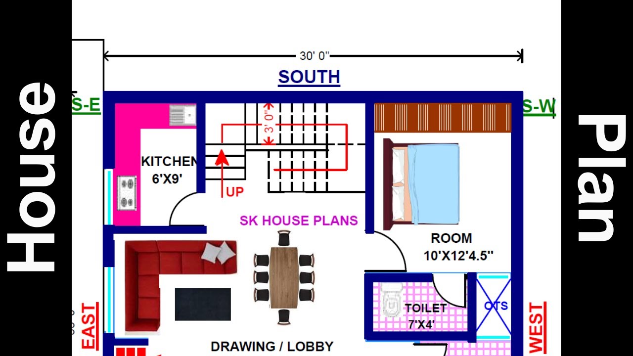 Vastu North Facing House Plan 30 X 33 / 990 SQ.FT / 110 SQ.YDS / 92 SQ ...