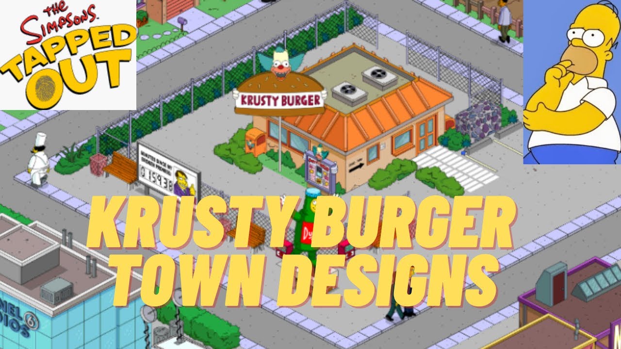 The Simpsons Tapped Out: Krusty Burger Town Designs - YouTube