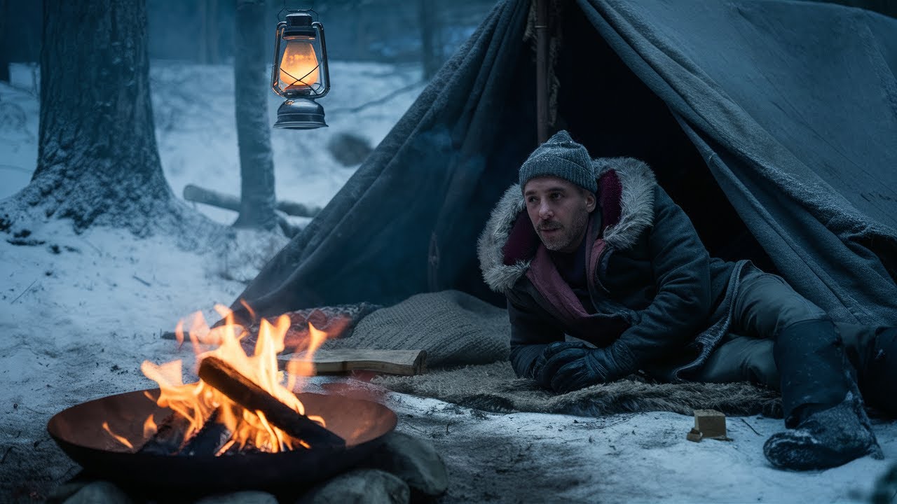Winter Bushcraft Camping - Canvas Lavvu Shelter - Hunting bonfire Nodya ...
