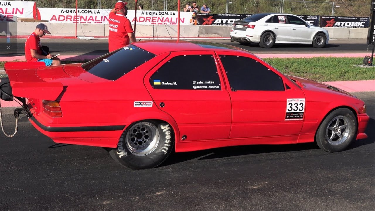 1000 HP+ BMW E36 with М50 Engine vs Audi RS3 - Drag Race and Burnouts ...