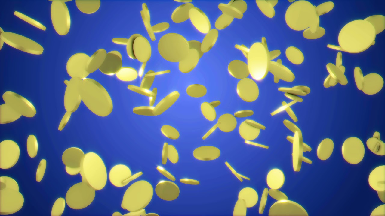 Animation Of Gold Coins On A Blue Background - YouTube