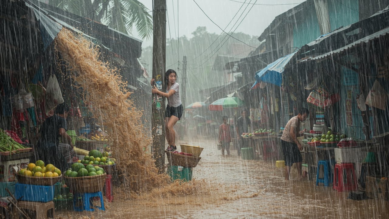 SCARY ! !🌧️⚡Extreme Rainstorm and Thunder in a Quiet Village 🌧️⚡ Real ...