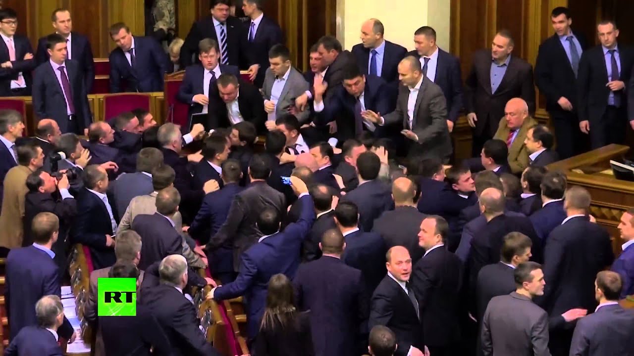Big Fight In Ukraine Parliament After Opposition MP Goes For PM ...