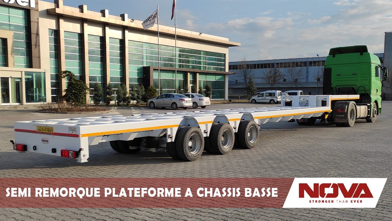 SEMI REMORQUE PLATEFORME A CHASSIS BAS - YouTube