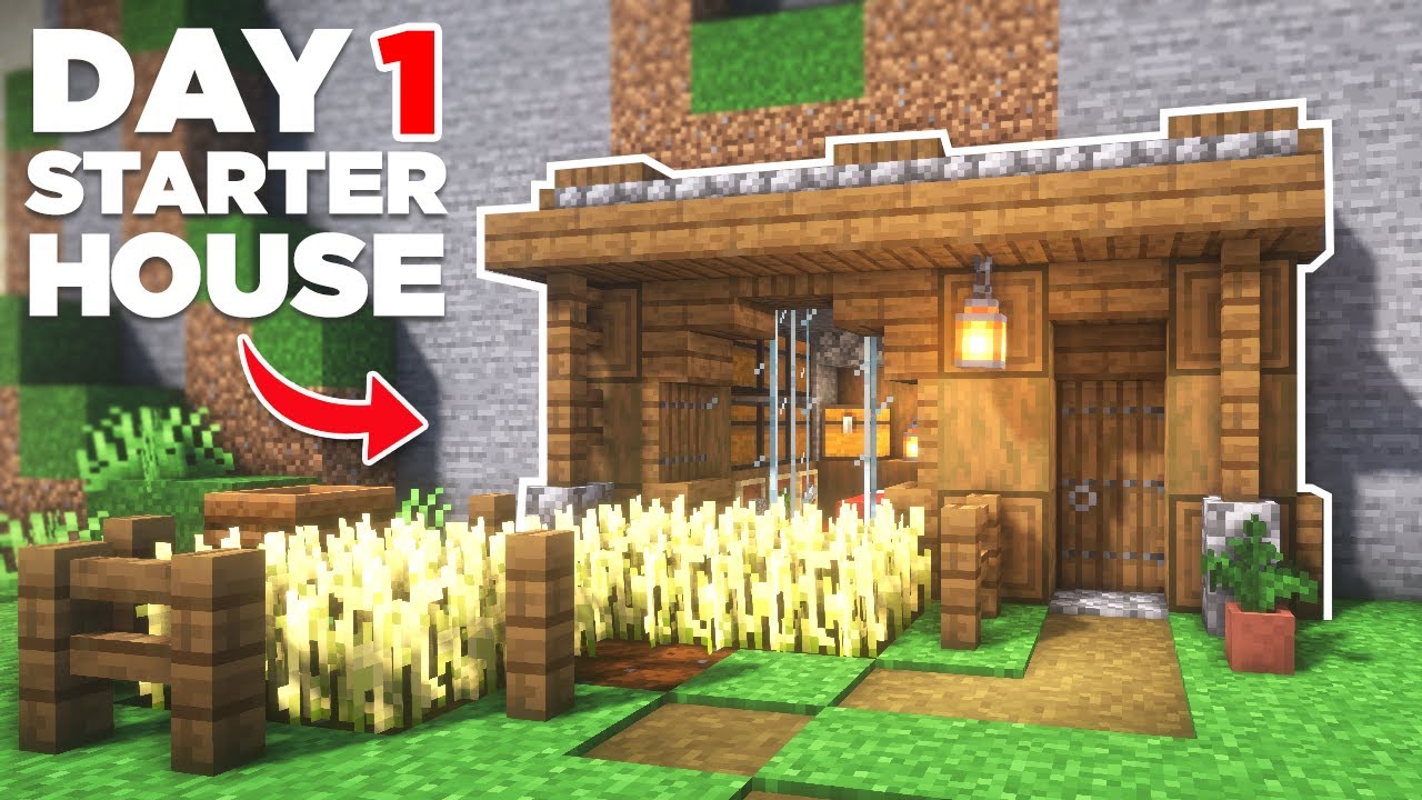 First Day House Tutorial | How to Build a Starter House | Minecraft ...