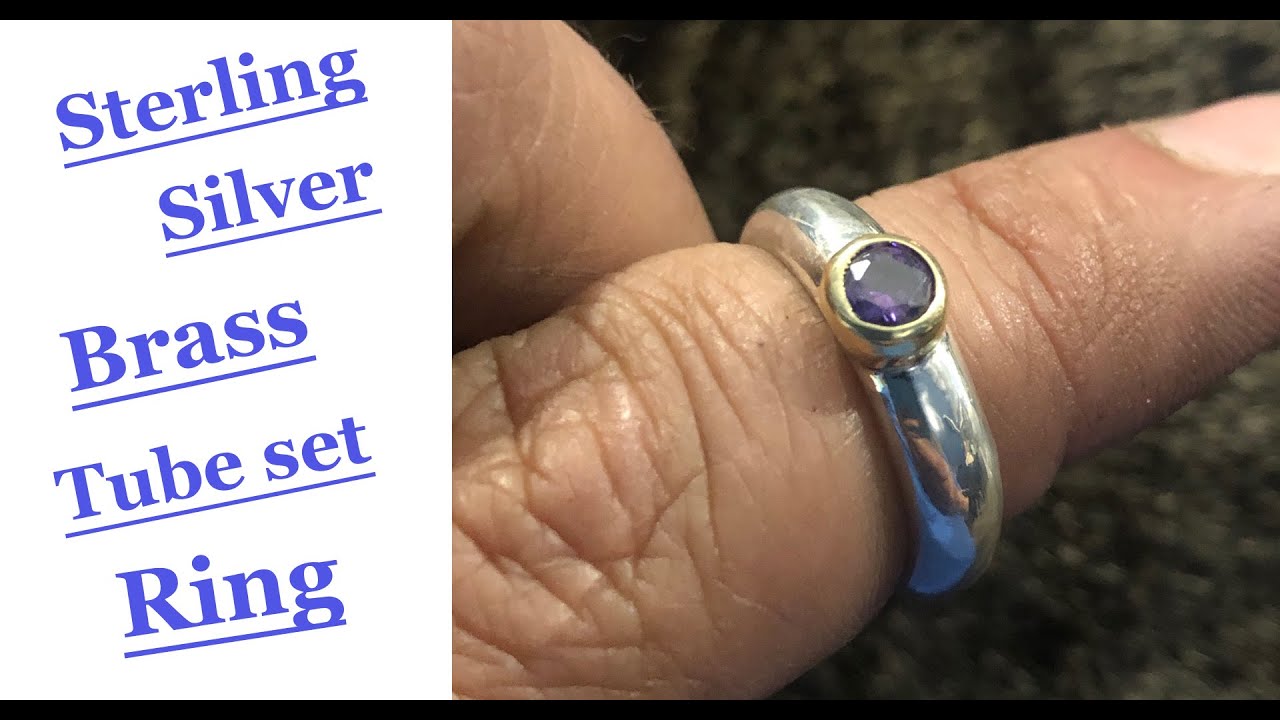 Sterling Silver Ring with Brass Tube Setting - YouTube